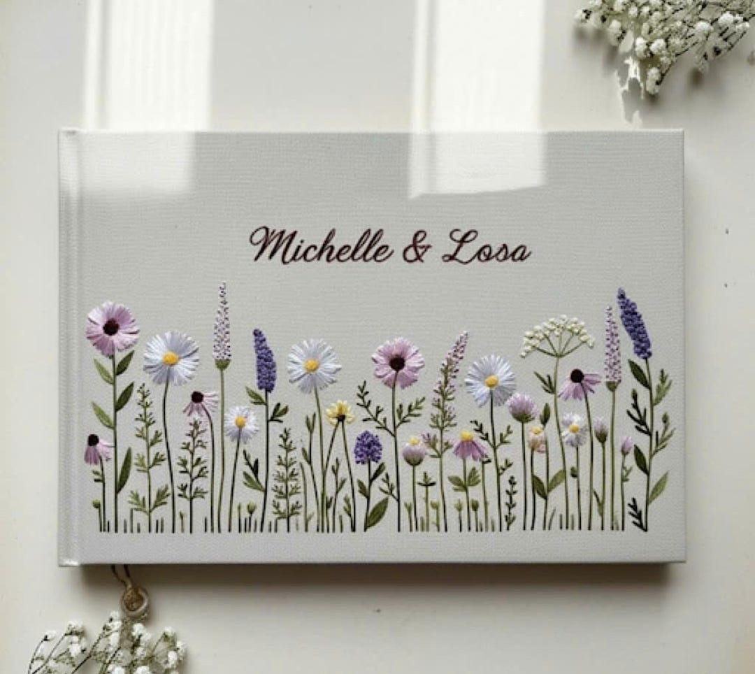Custom Hand Embroidered Notebook, Photo Album, Wedding Guest Book, Baby ...