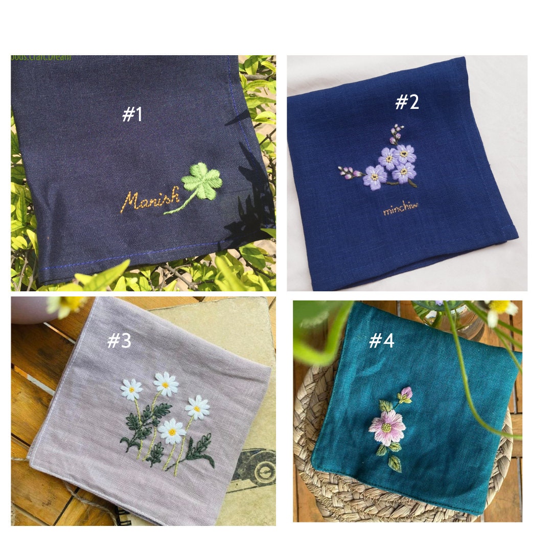 Personalized Handkerchiefs for Men, Linen Embroidered Handkerchief ...