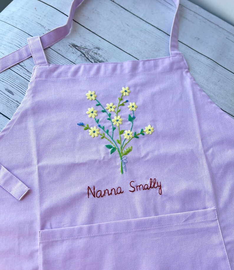 Wild Flower Embroidered Apron for Women, Hand-embroidered Apron ...