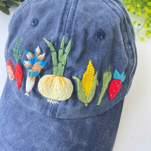 Custom Vegetable Embroidered Baseball Cap, Hand Embroidered Baseball ...