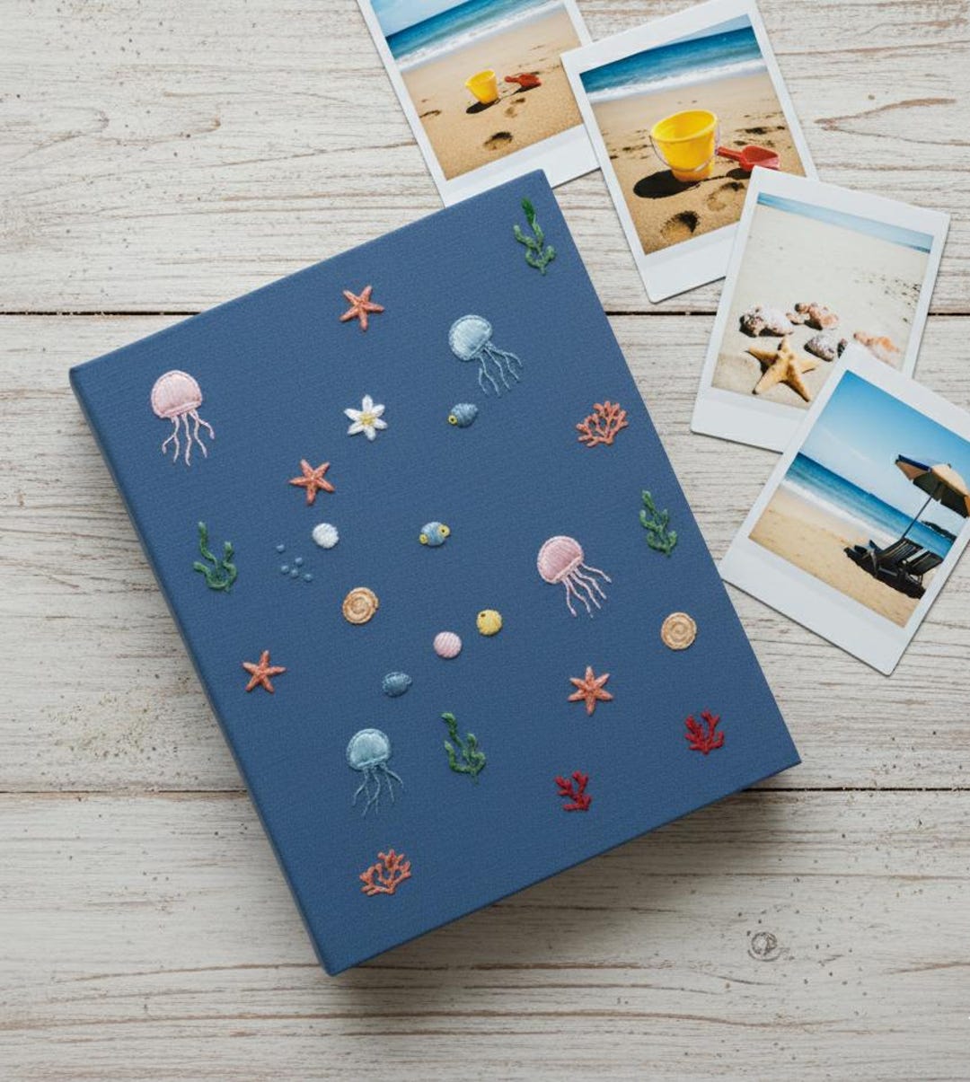 Hand Embroidered Photo Album With Sleeves, Beach Theme Photo Album ...