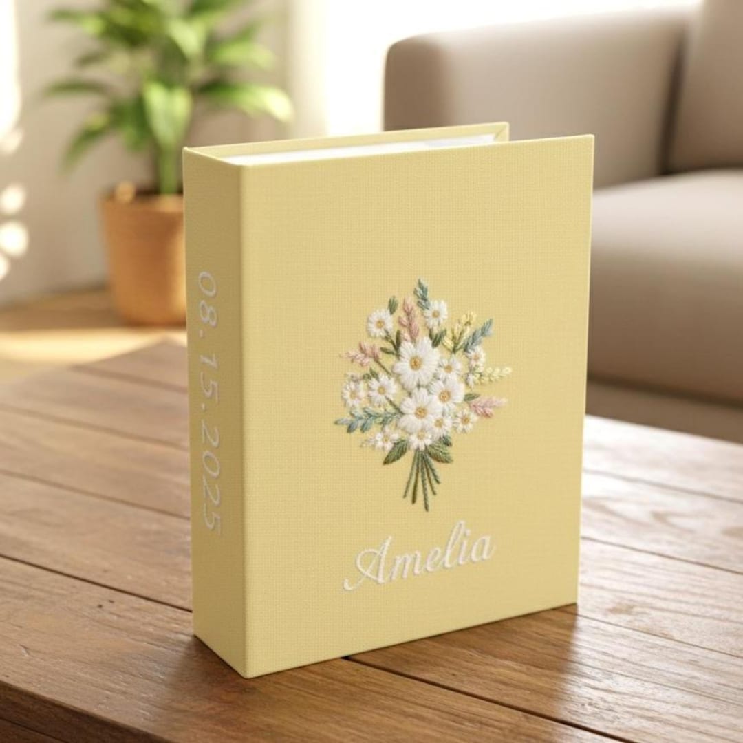 Hand Embroidered Photo Album With Sleeves, Personalized Photo Album ...