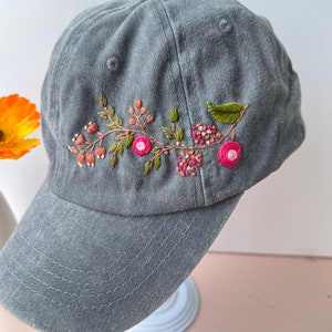 Custom Floral Hand Embroidered Baseball Cap, Rose Embroidered Hat, Wash ...