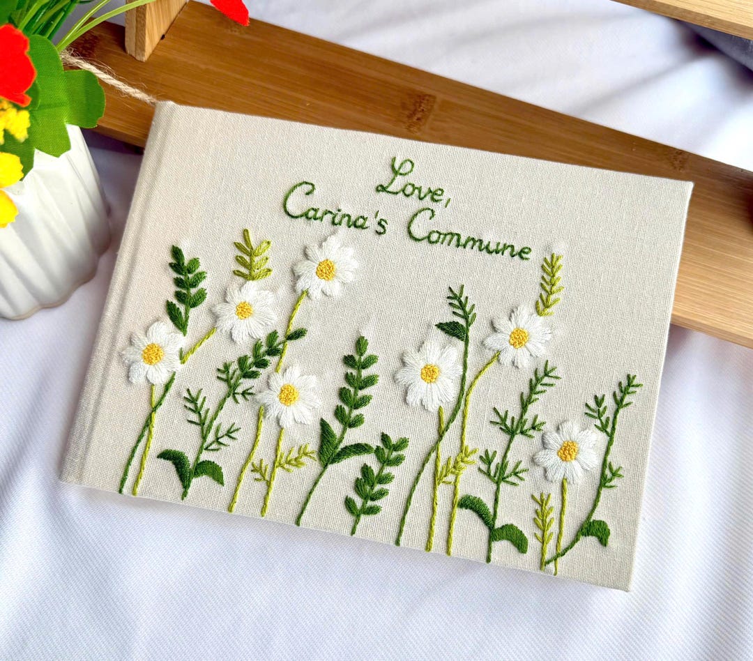 Custom Hand Embroidered Notebook, Photo Album, Wedding Guest Book, Baby ...