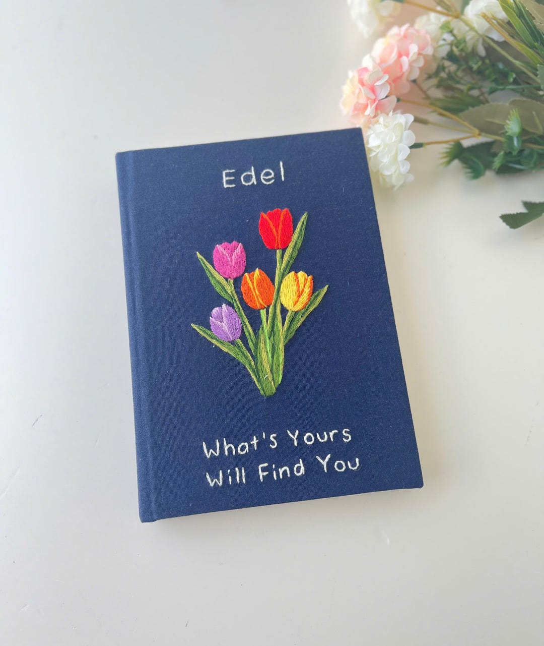 Tulip Embroidered Journal A5, Personalized Hand Embroidered Notebook ...