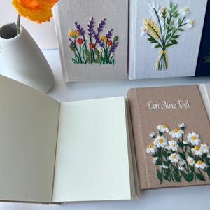 Hand Embroidered Journal Notebook A6 A5, Photo Album, Fabric Hard Cover ...