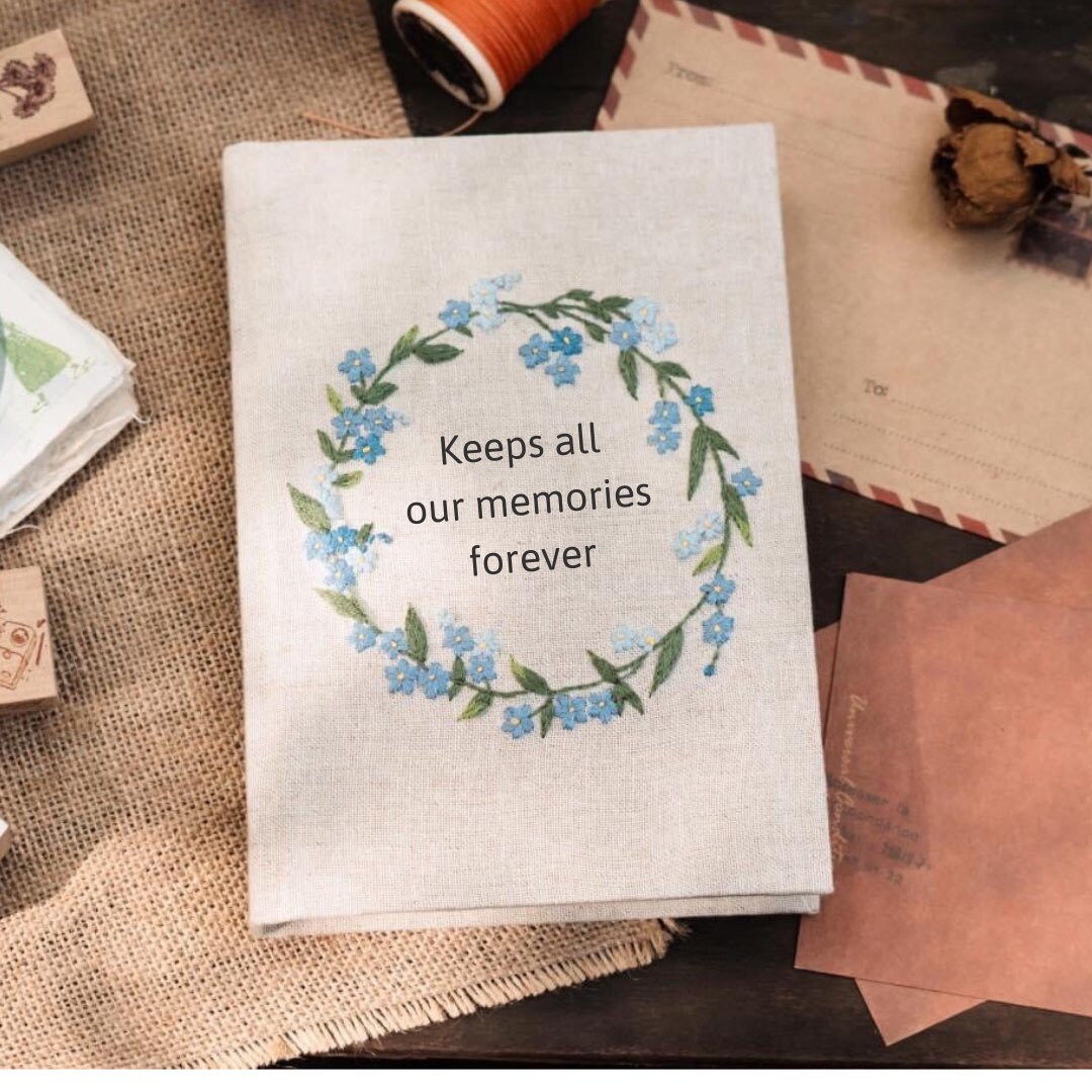 Forget Me Not Hand Embroidered Notebook Custom Handmade - Etsy