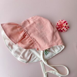 Hand Embroidered Linen Baby Bonnet With Beautiful Flowers, Personalized ...