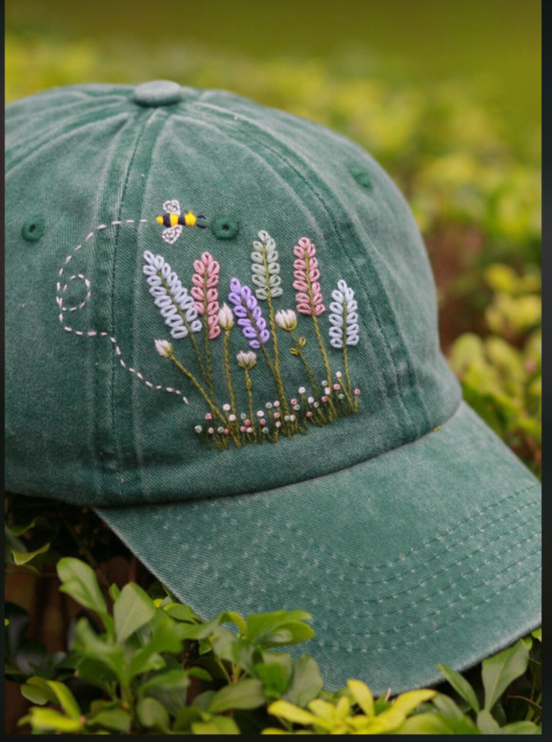 Floral Baseball Cap, Daisy Hand Embroidered Baseball Cap, Flower Hat ...