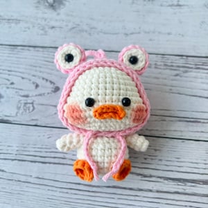 Crochet Cute Duck Keychain, Duck Wear Hat Keychain, Duck Wear Bag ...
