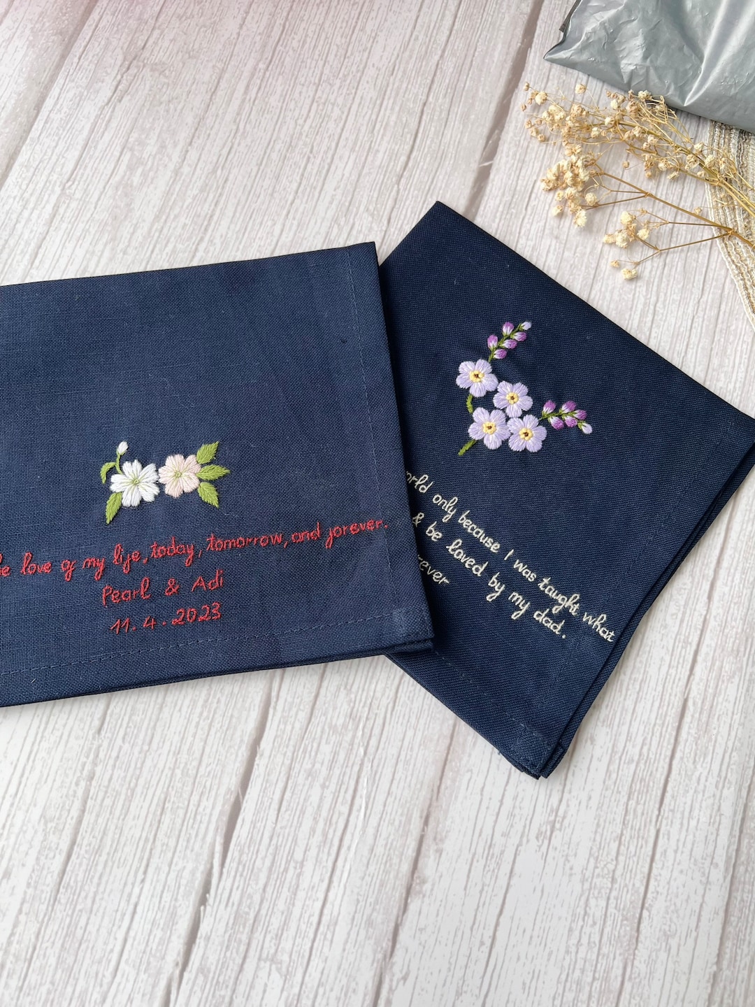 Personalized Handkerchiefs for Men, Linen Embroidered Handkerchief ...