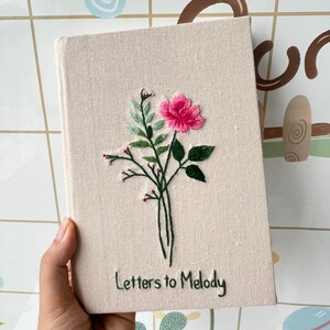 Rose Embroidered Notebook A5, Personalized Hand Embroidered Notebook ...