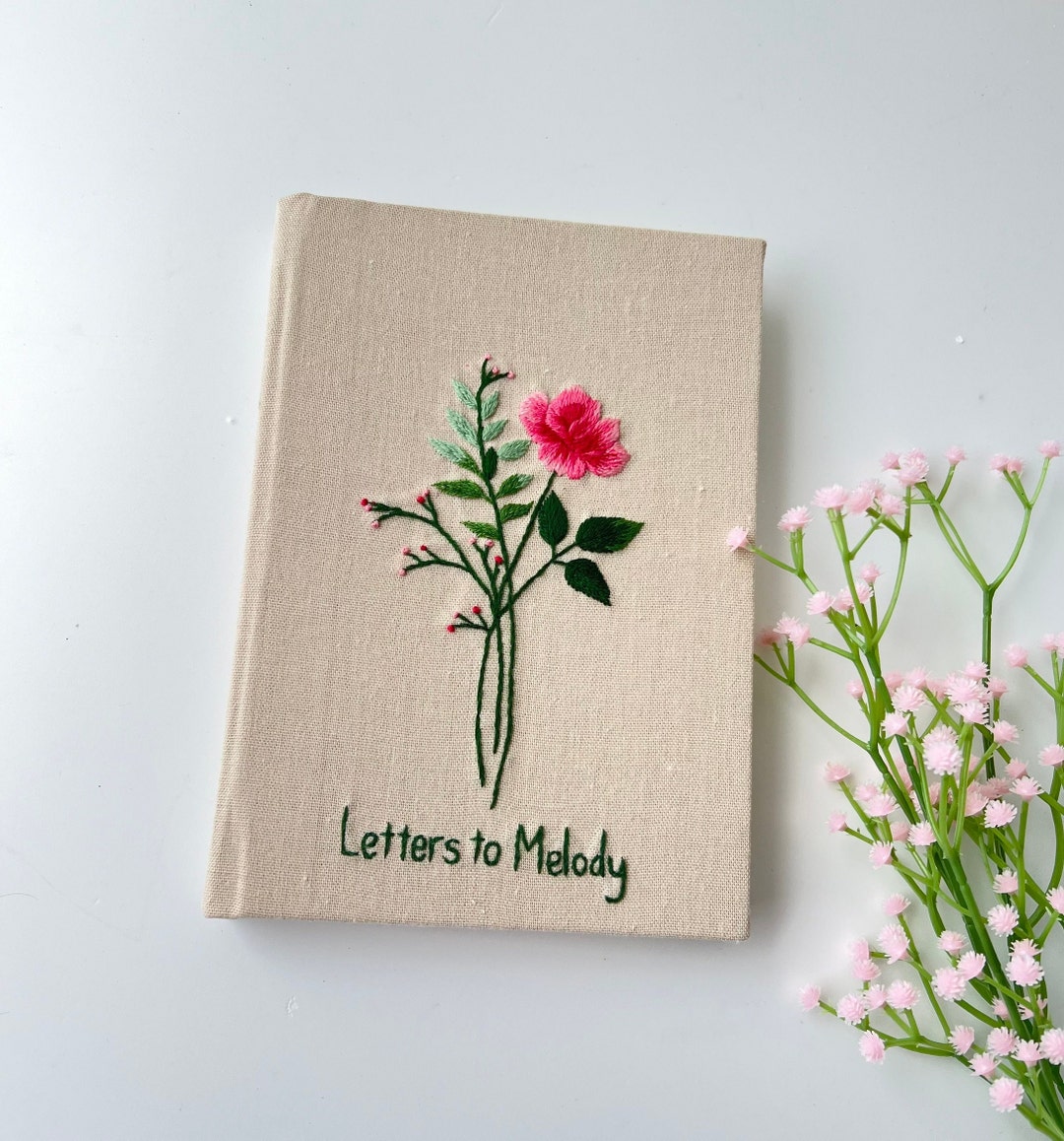 Rose Embroidered Notebook A5, Personalized Hand Embroidered Notebook ...