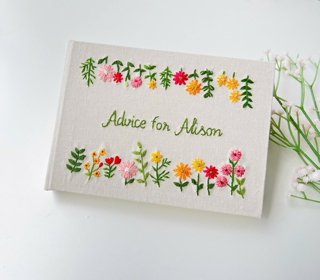 Custom Hand Embroidered Notebook, Photo Album, Wedding Guest Book, Baby ...