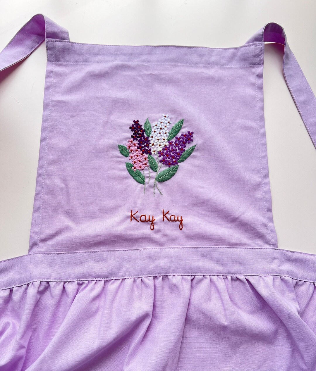Lilac Flower Hand Embroidered Apron Women, Personalized Embroidered ...