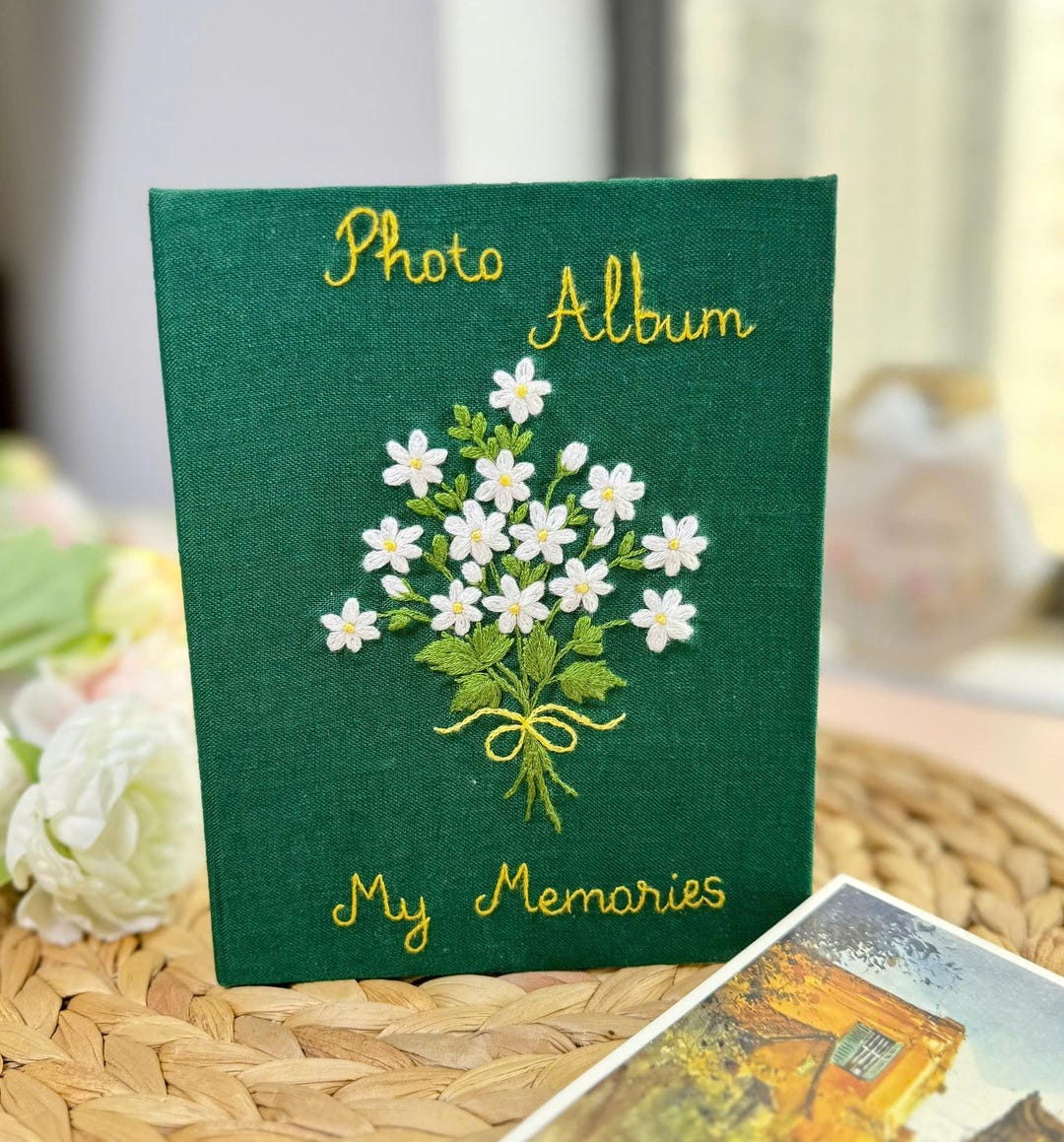 Hand Embroidered Photo Album With Sleeves, Personalized Photo Album ...