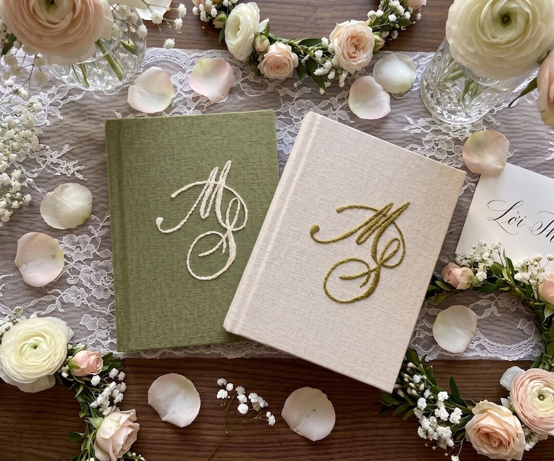 Personalized Hand Embroidered Vow Book A6 Size, Custom Vow Book ...