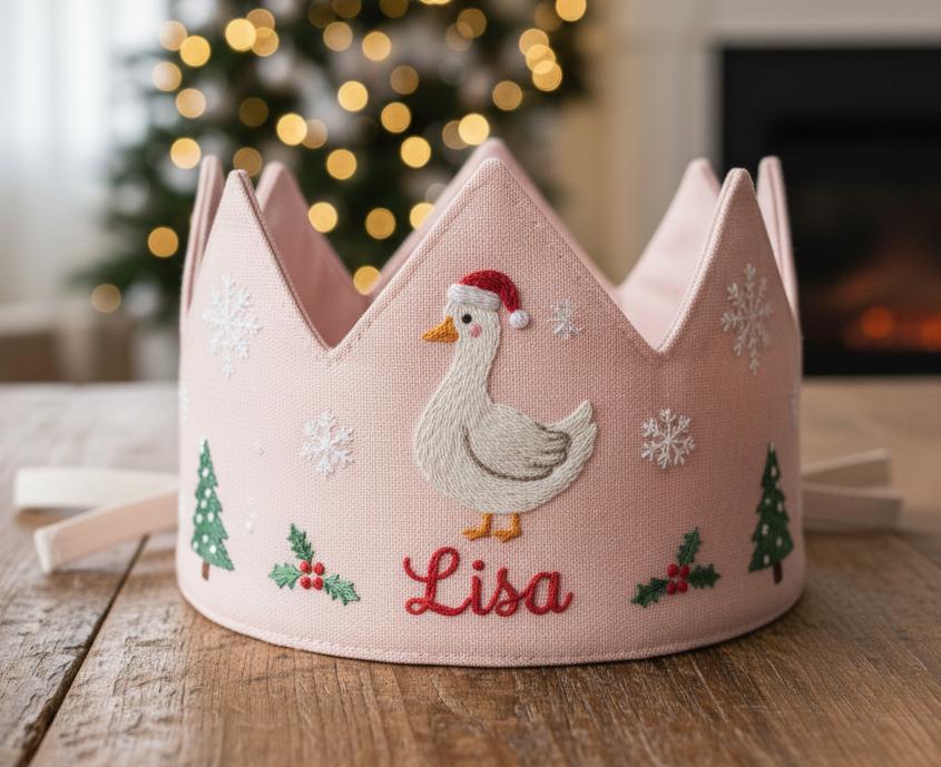 Christmas Hand Embroidered Linen Crown, Christmas Crown, Kid and Adult ...