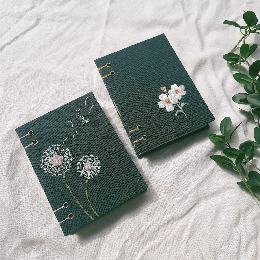 Personalized Embroidered Journal Notebook A5, Floral Hand Embroidered ...