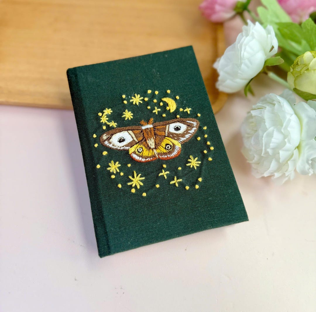 Butterfly Handmade Notebook A5 A6, Hand Embroidered Notebook, Fabric ...