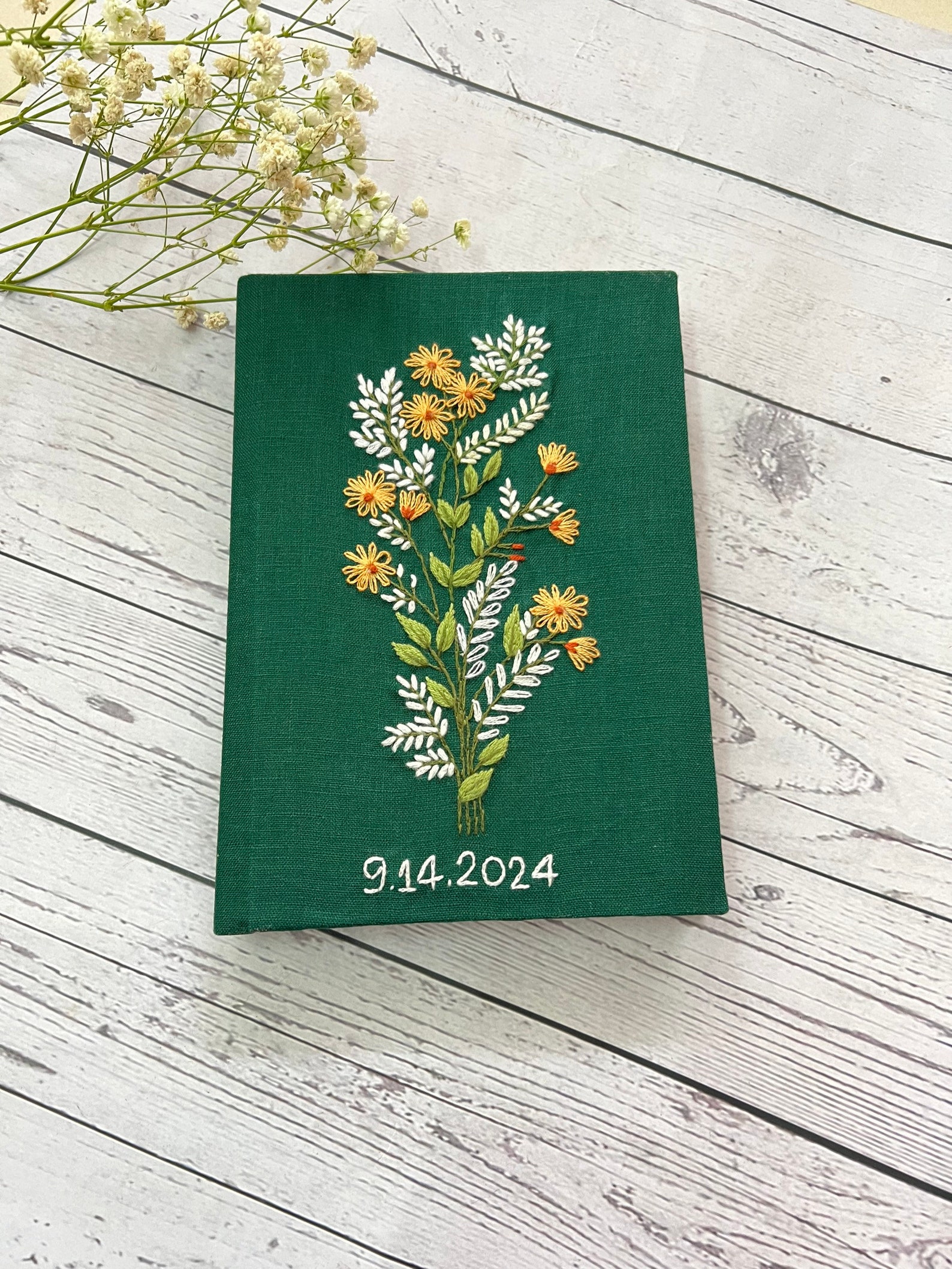 Hand Embroidered Journal Notebook A6 A5, Photo Album, Fabric Hard Cover ...