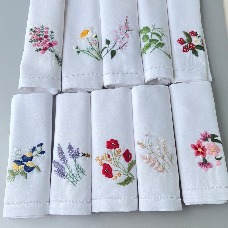 Napkins Embroidered - Etsy