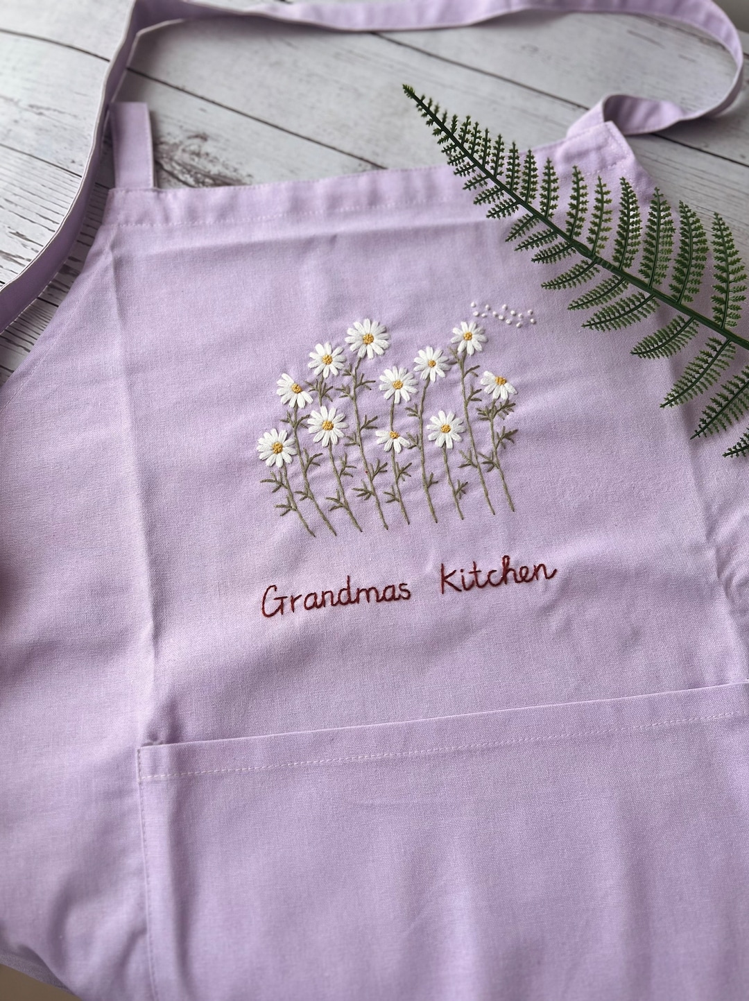 Wild Flower Embroidered Apron for Women, Hand-embroidered Apron ...