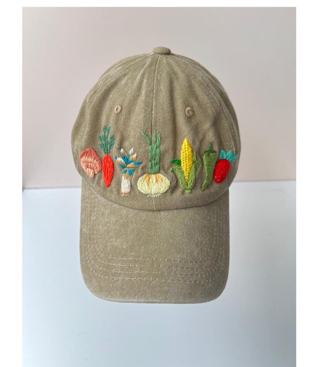 Custom Vegetable Embroidered Baseball Cap, Hand Embroidered Baseball ...