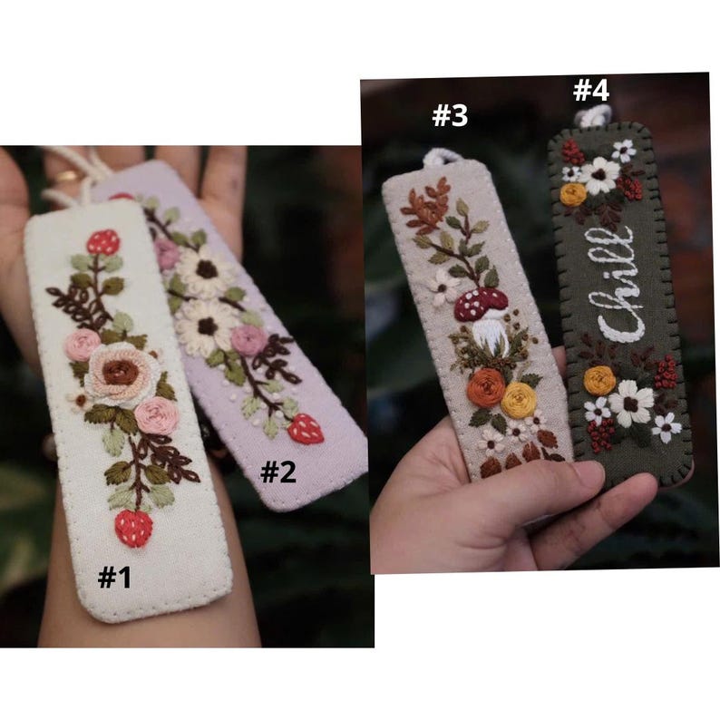 Vintage Hand Embroidered Custom Bookmark, Flower Hand Embroidered ...