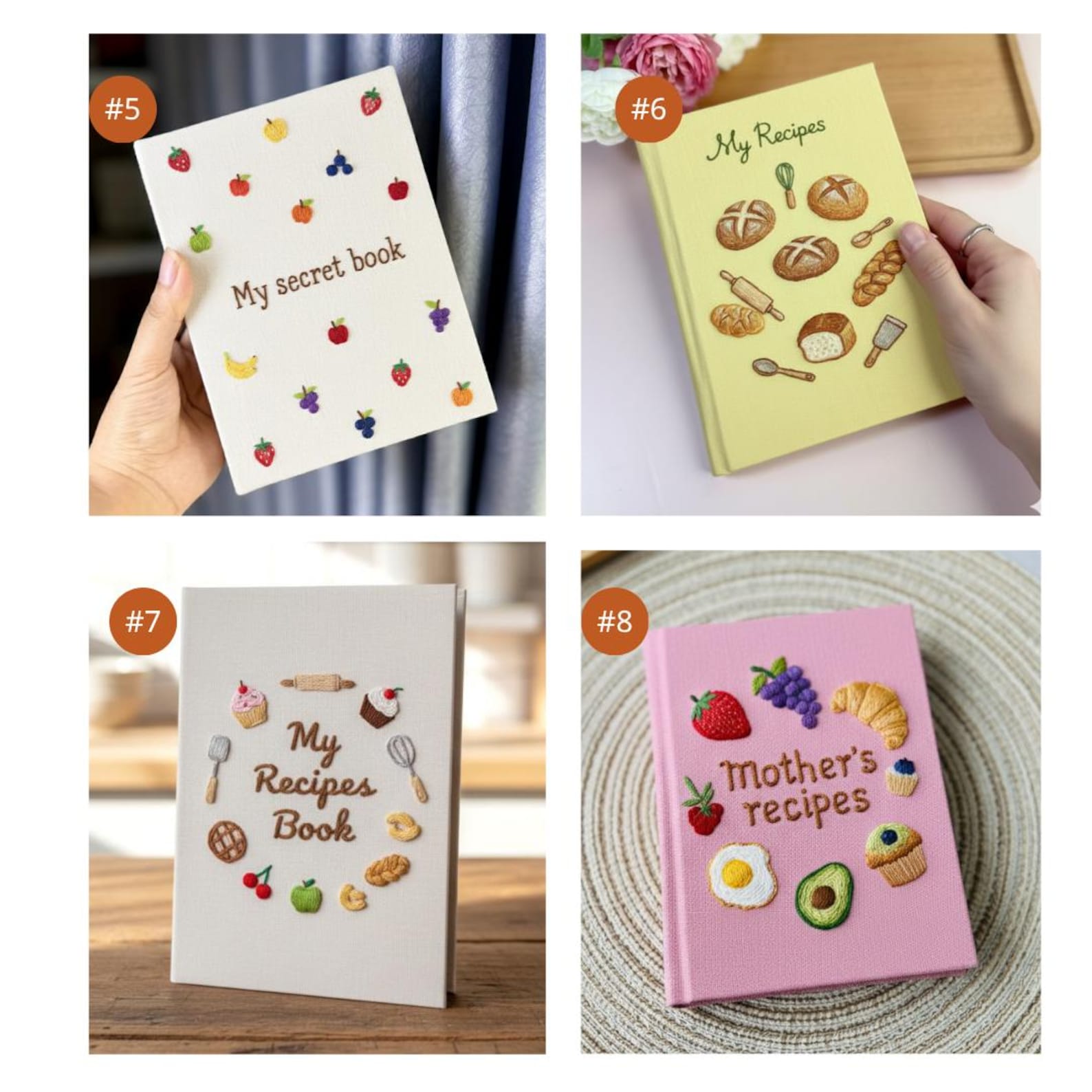 My Recipes Hand Embroidered Notebook A5, Personalized Recipe Notebook ...