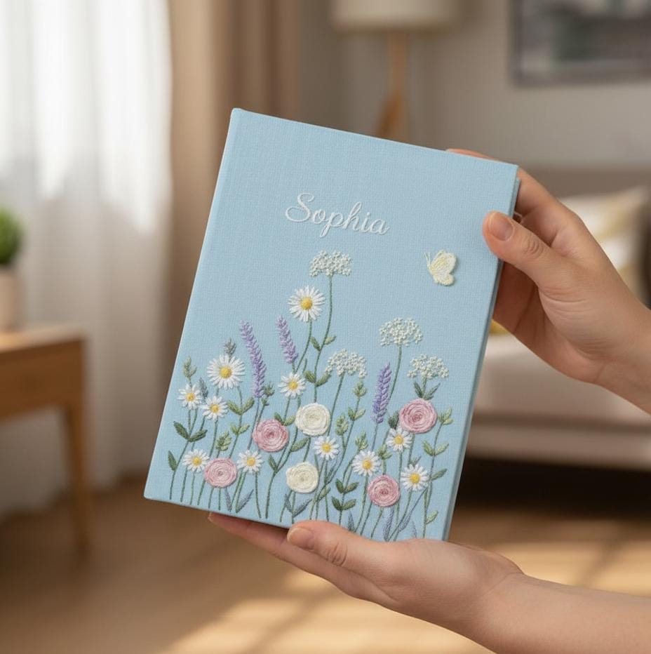 Hand Embroidered Photo Album With Sleeves, Personalized Photo Album ...