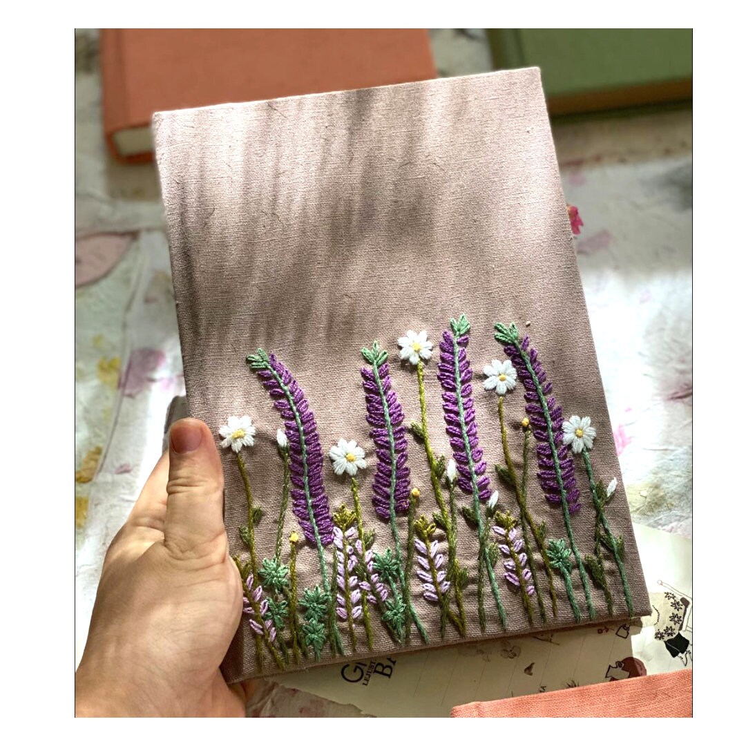 Lavender Embroidered Personalized Journal A5, Hand Embroidered Notebook ...