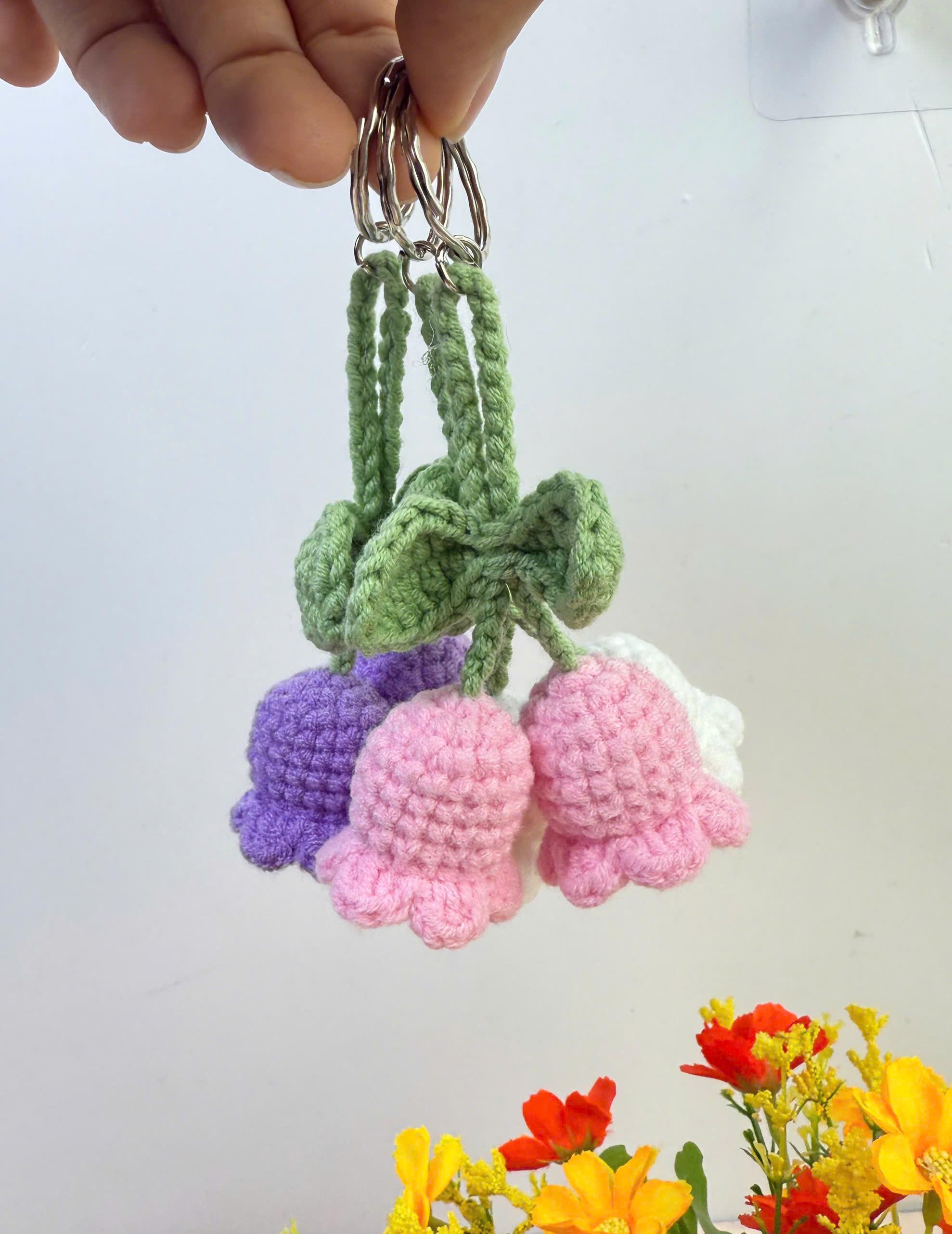 Crochet Flower Keychain, Buy 2 Get 1, Sunflower Keychain, Lily Keychain ...