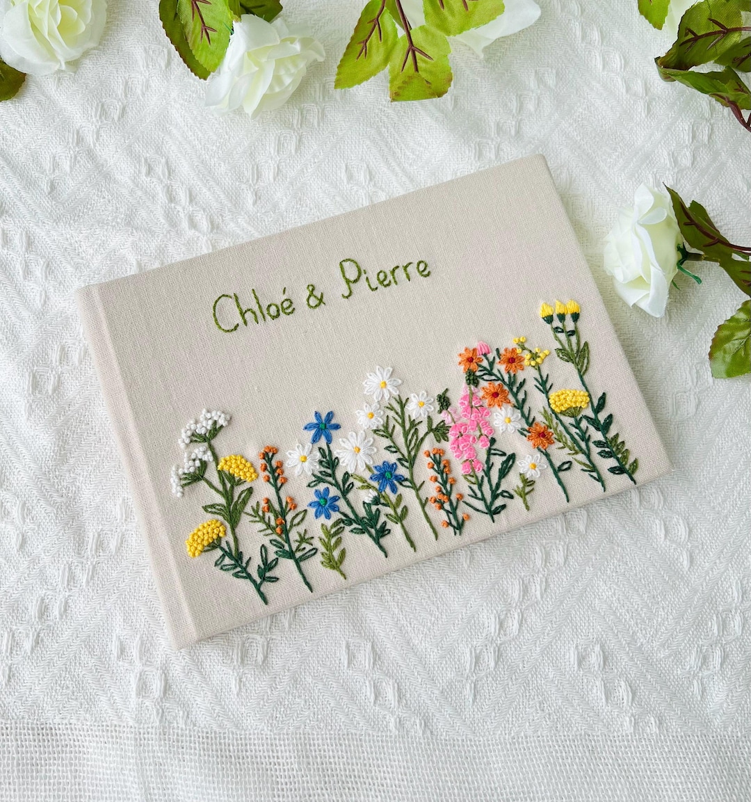 Custom Hand Embroidered Notebook, Photo Album, Wedding Guest Book, Baby ...