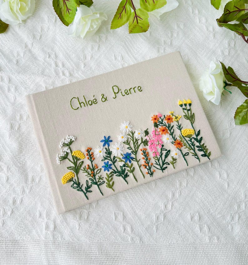 Custom Hand Embroidered Notebook, Photo Album, Wedding Guest Book, Baby ...