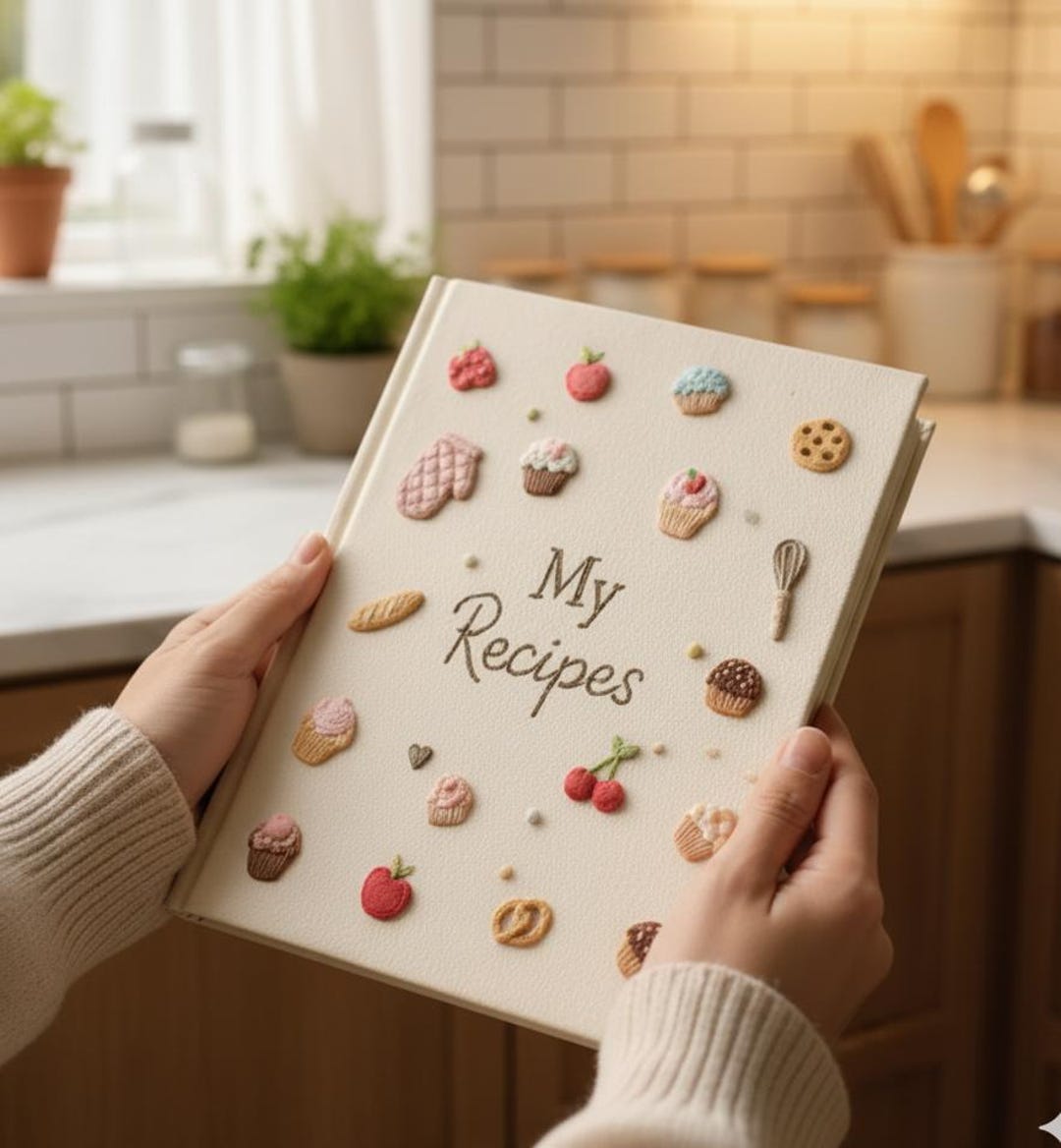 My Recipes Hand Embroidered Notebook A5, Personalized Recipe Notebook ...