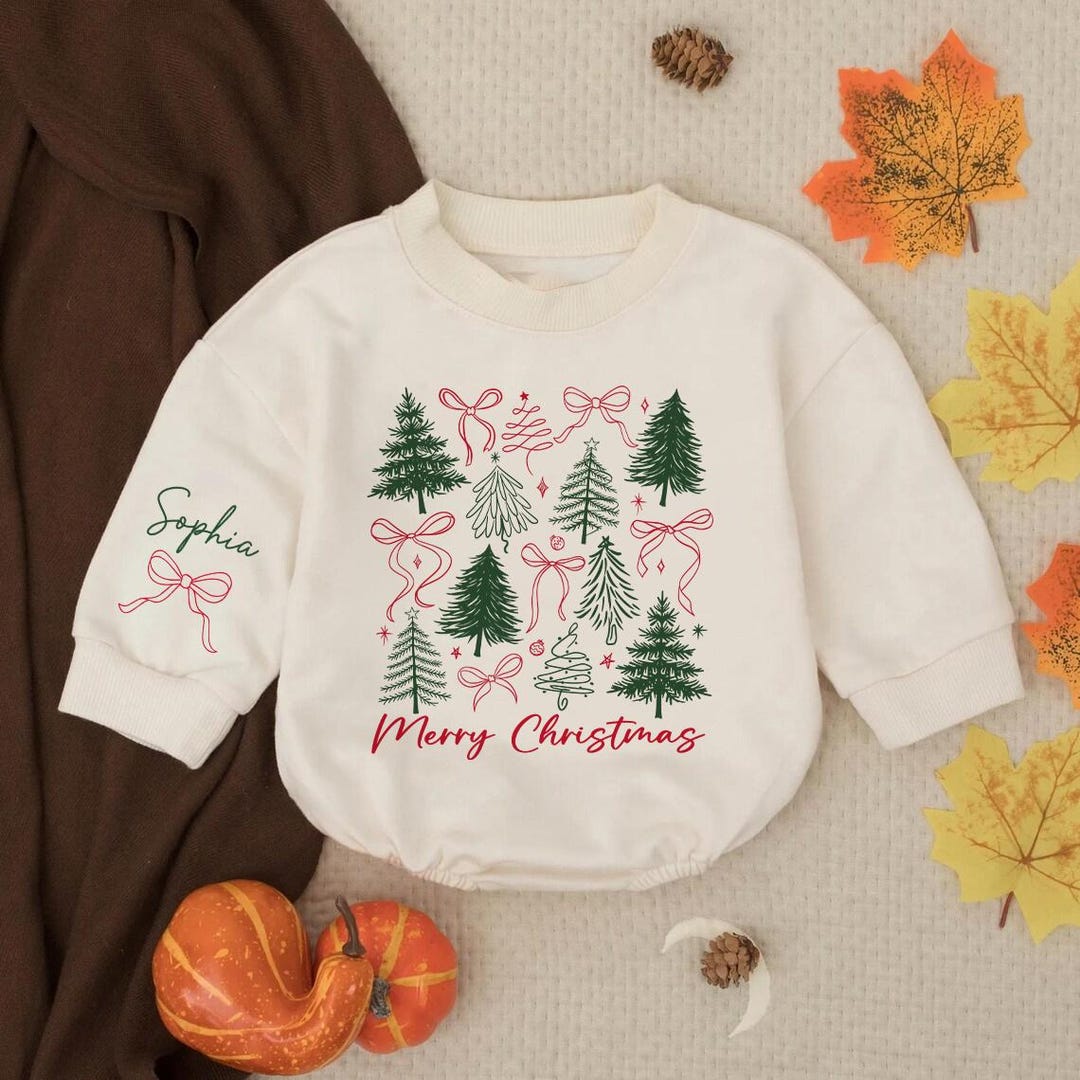 Personalized Preppy Christmas Baby Romper, First Christmas Outfit ...
