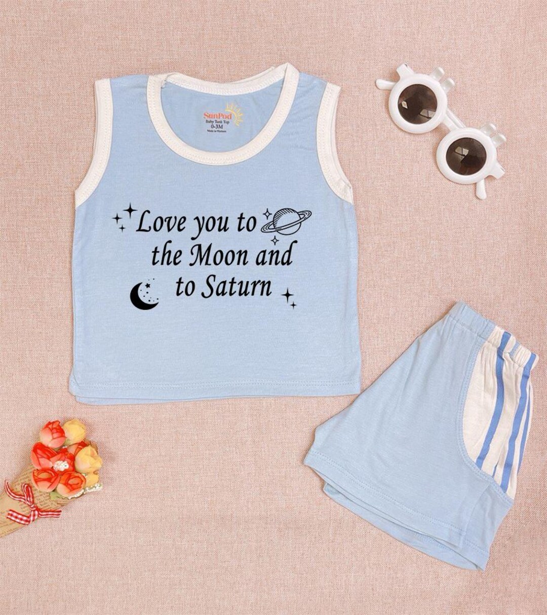 Love You to the Moon and to Saturn Baby Tank Top and Shorts Set, Moon ...