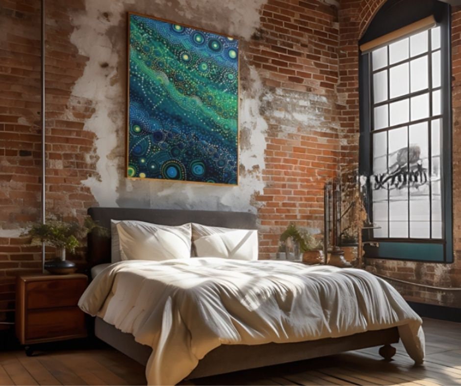 Dreamtime Sea & Sky - Aboriginal Art Canvas Poster, Dot Style ...