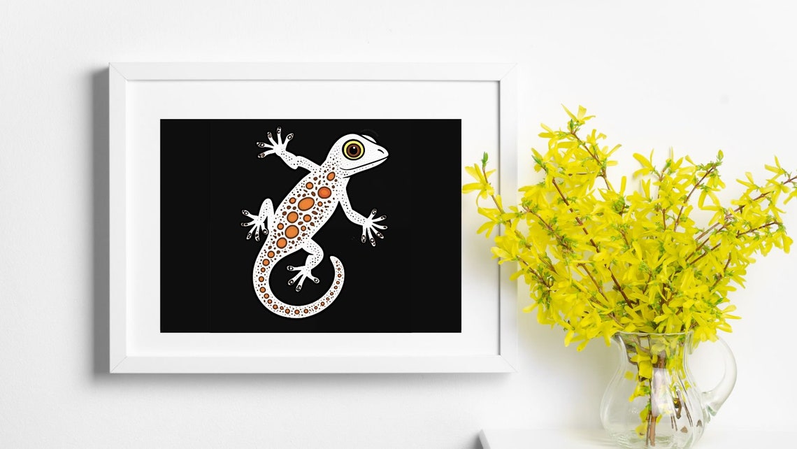 Aboriginal Art Print, Midnight Sun Gecko, Indigenous Art, Australian ...