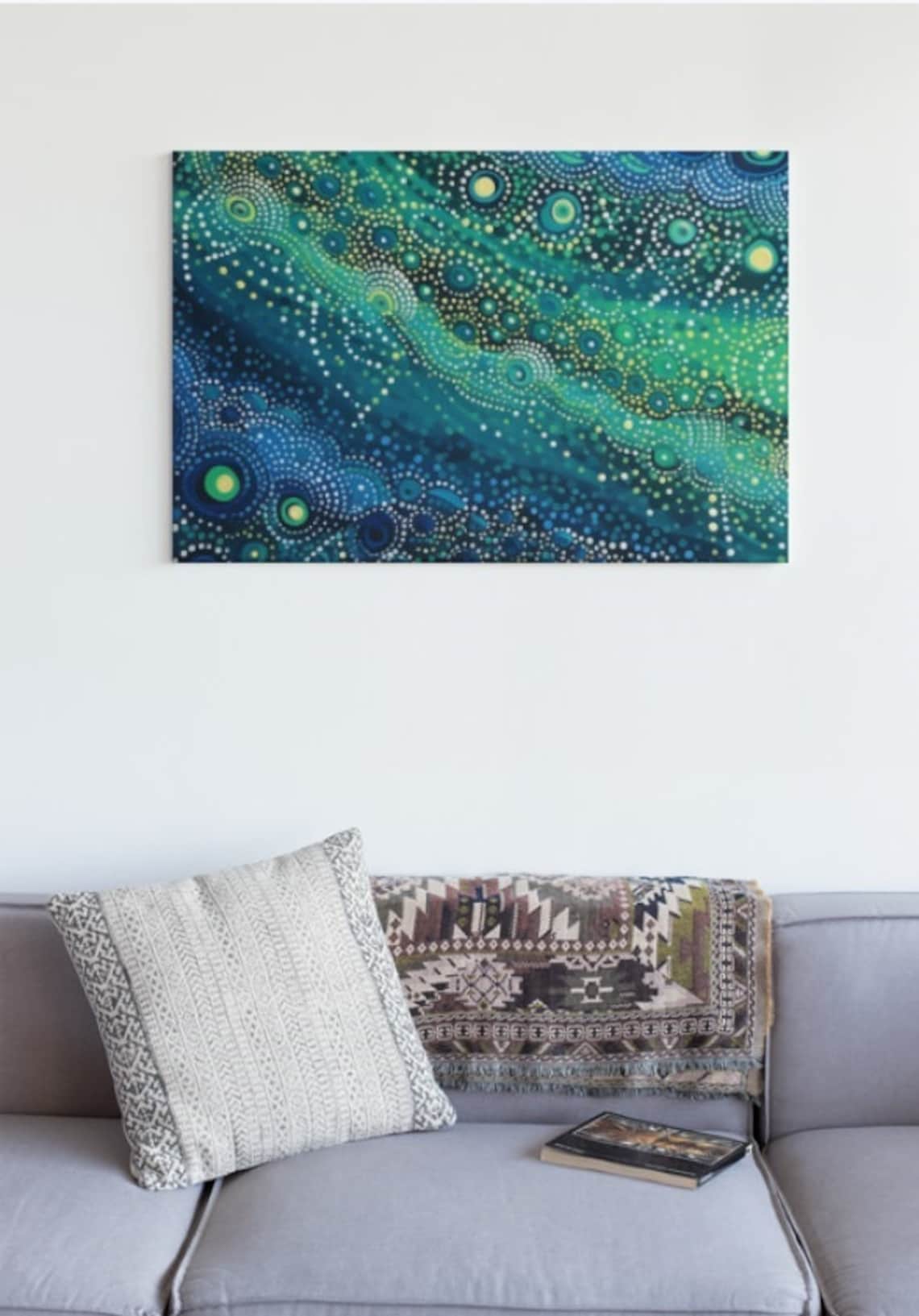 Dreamtime Sea & Sky - Aboriginal Art Canvas Poster, Dot Style ...