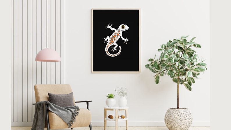 Aboriginal Art Print, Midnight Sun Gecko, Indigenous Art, Australian ...