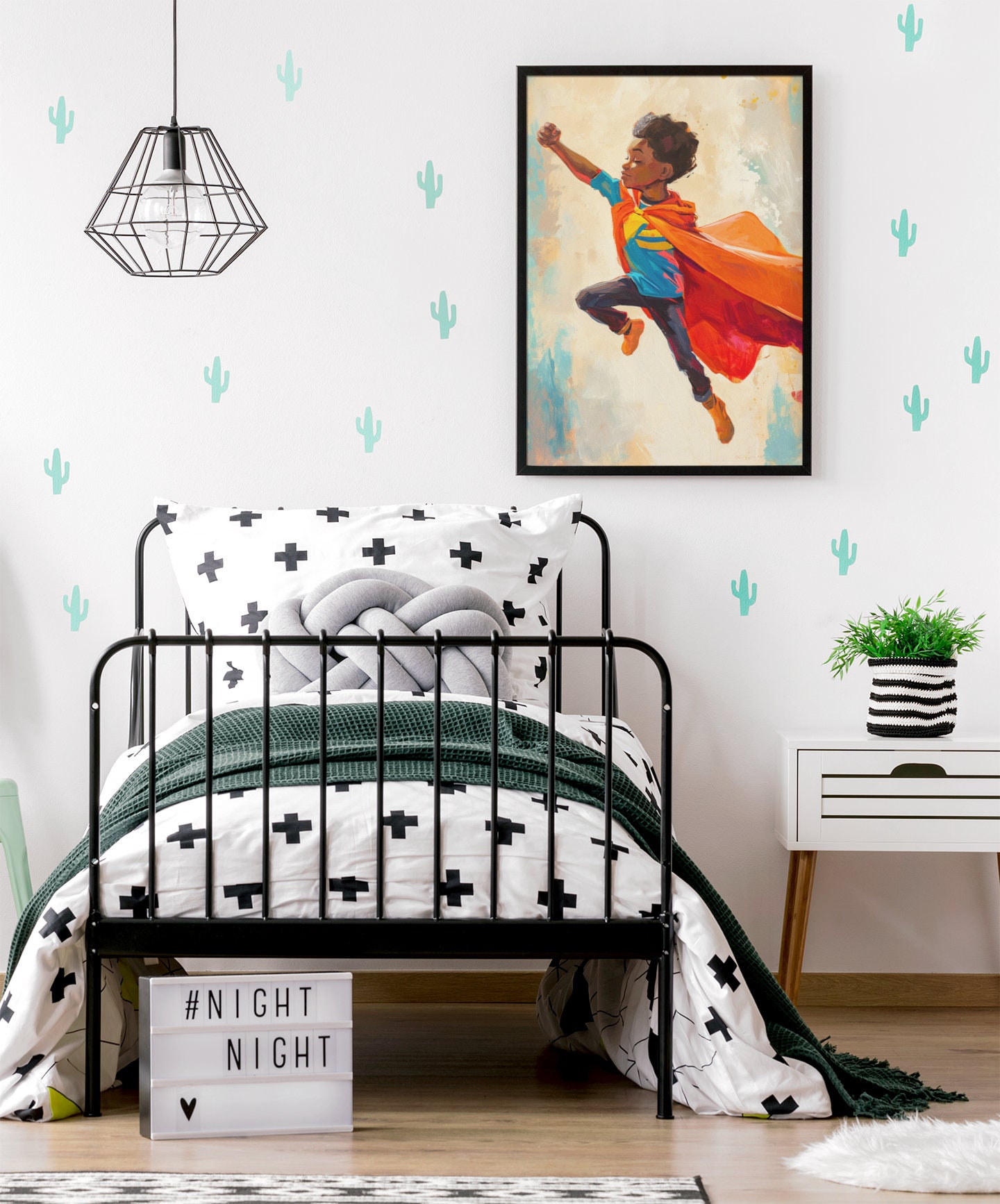 Super Hero Set of 2 Digital Download Black Boy Art Digital Art African ...