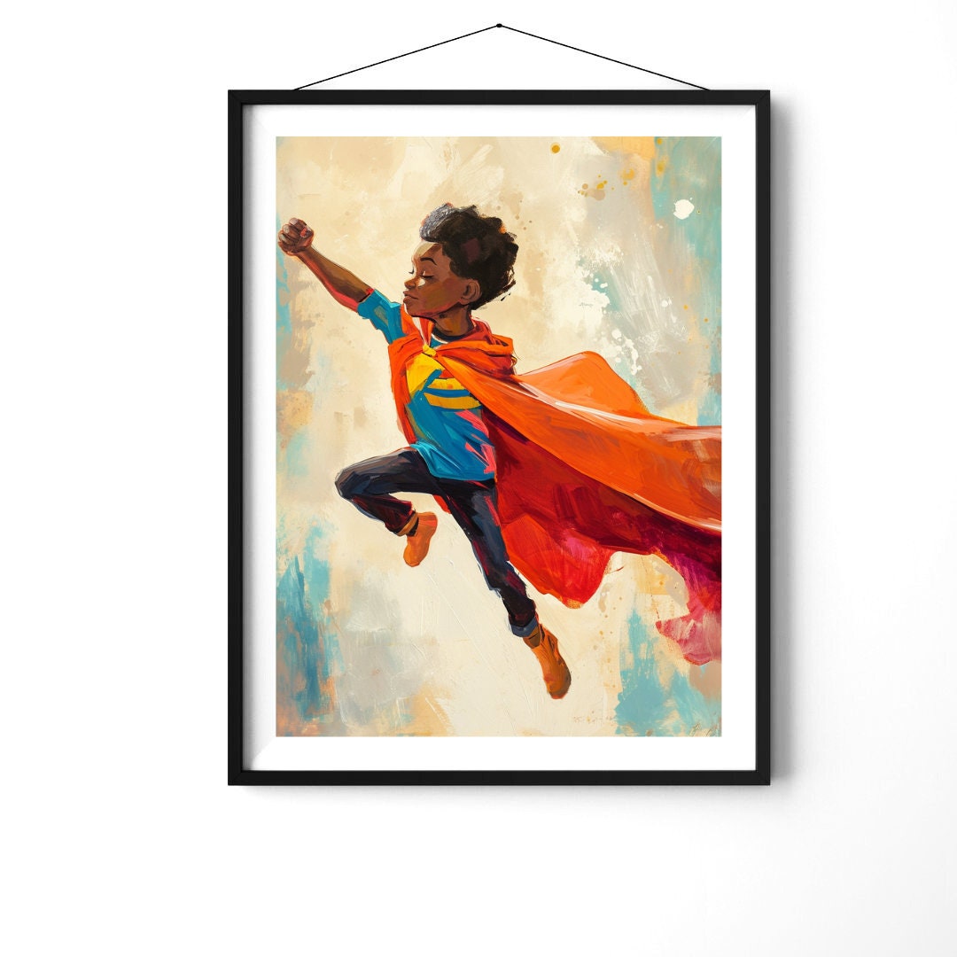 Super Hero Set of 2 Digital Download Black Boy Art Digital Art African ...