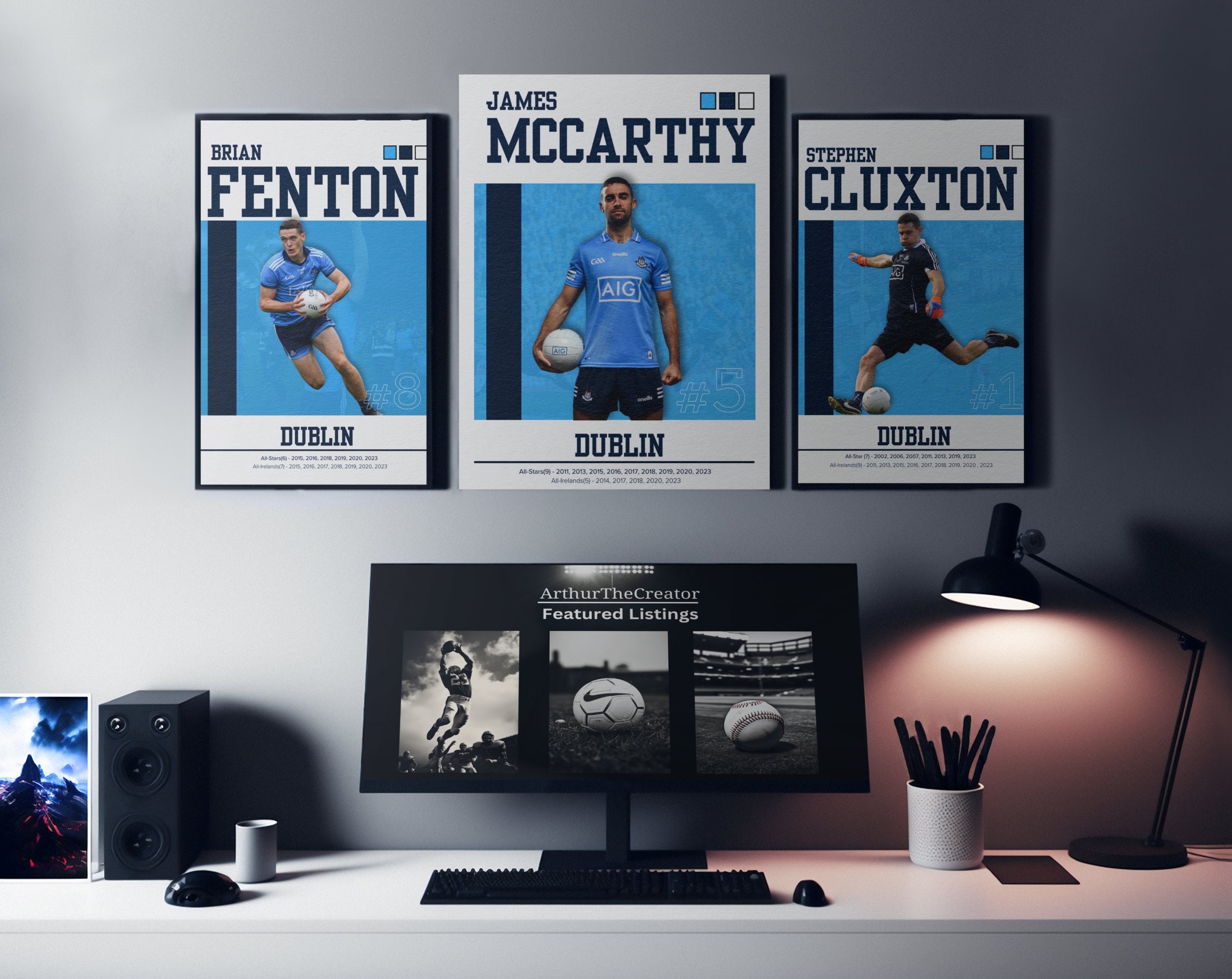 Set of 3 Dublin GAA Prints, Gaelic Football Prints, Irish Prints ...