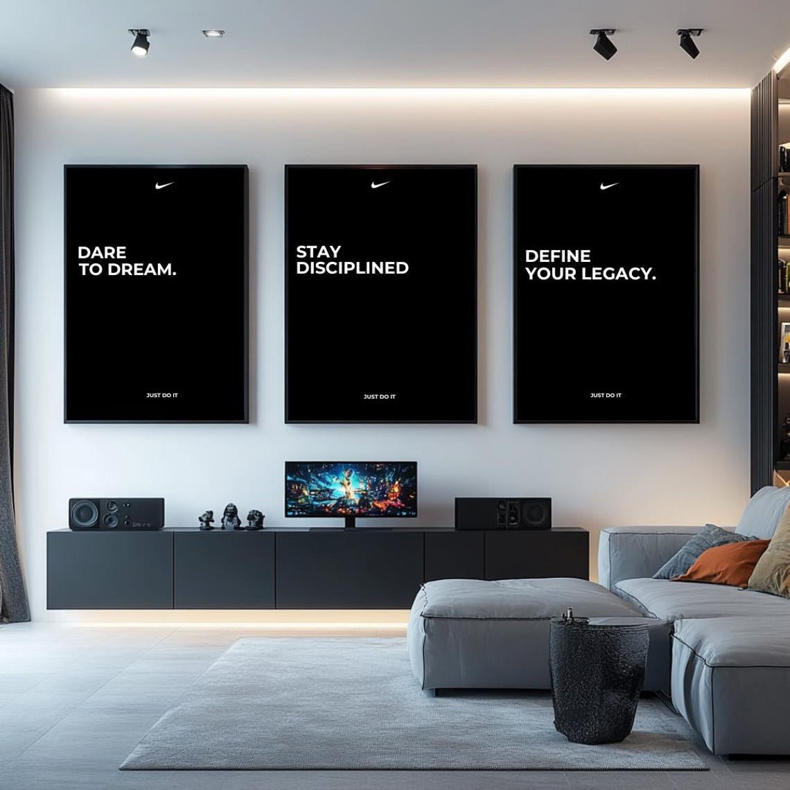 Set of 3 American Football Quotes Prints, Black and White Football ...