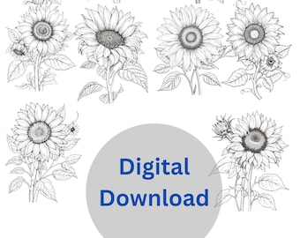 Summer Sunflower Scenes Coloring Pages Instant Download Coloring Pages ...