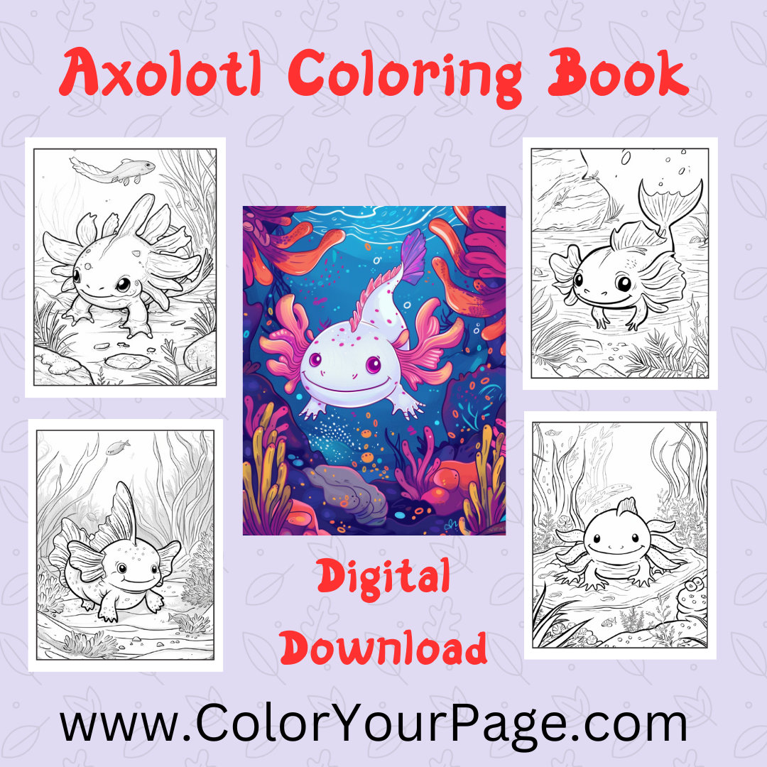 Axolotl Coloring Book for Kids, Part 1 - Etsy