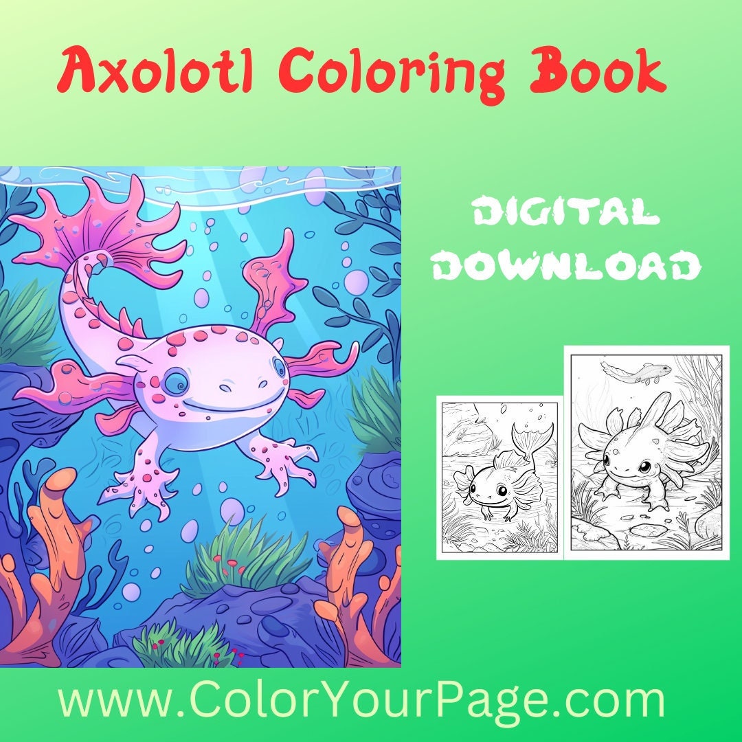 Axolotl Coloring Book for Kids, Part 1 - Etsy