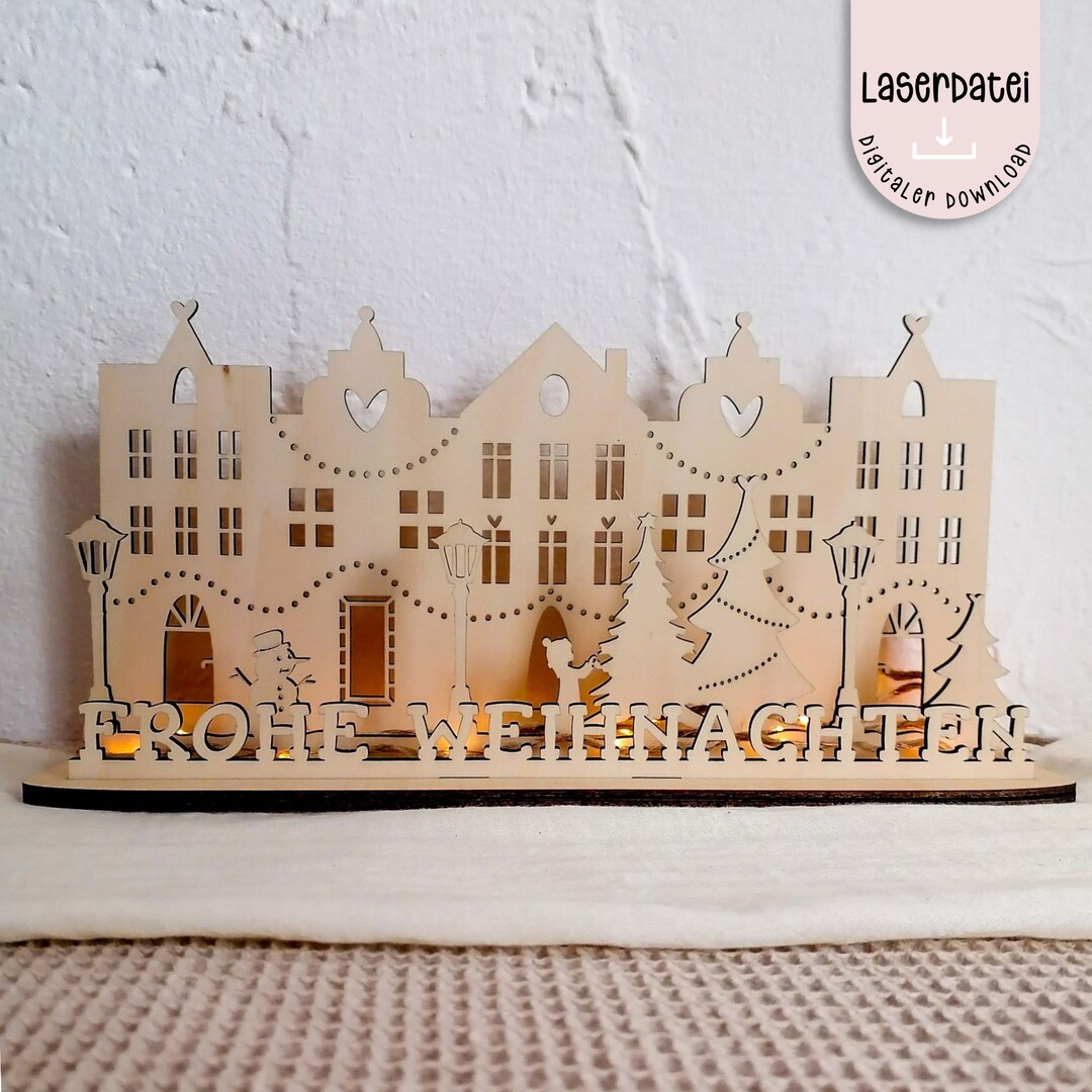 Iell Laser File Christmas Village Lighting Scenario Decoration Advent ...